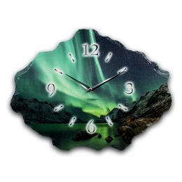 Kreative Feder Funkwanduhr Design-Wanduhr aus Stein (Beton) „Polarlicht“ (Funk- oder Quarzuhrwerk; ohne Ticken; elegant, außergewöhnlich, modern)