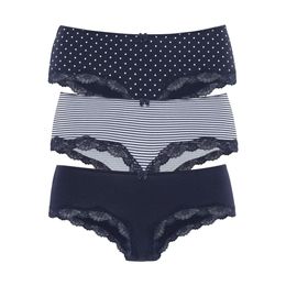 Lascana Pantys (3 Stck.) Damen Gr&ouml;&szlig;e L nachtblau / wei&szlig;
