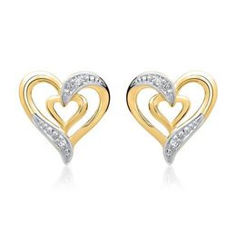 UNIQUE 585er Gelbgold-Ohrringe Herz 4 Diamanten