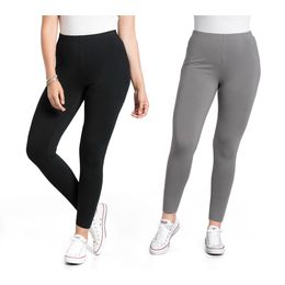 sheego Große Größen: Doppelpack Leggings mit Schlupfbund, schwarz-steingrau, Gr.46