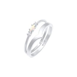 Elli Ring Damen Gr&ouml;&szlig;e 56 silber / transparent / perlwei&szlig;