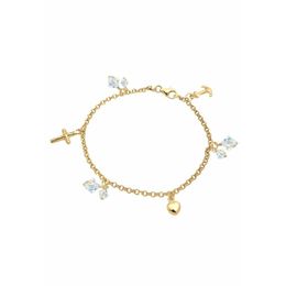 Elli Armband Anker, Bettelarmband, Herz, Kreuz, Multipendants Damen Gr&ouml;&szlig;e 18 gold