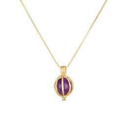 Elli Premium Halskette Edelsteinkette Damen Größe 50 gold / lila