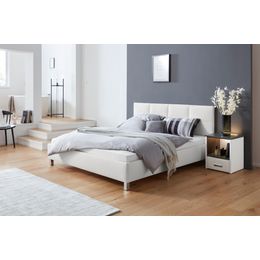 Polsterbett, wei&szlig;, B:190cm H:98cm L:210cm, Bezug Bett: 100% Polyurethan;Bonnell-Federkernmatratze: 51% Polypropylen, 39% Polyester, 10% Baumwolle;Kaltschaummatratze: 100% Polyester, Bezug abnehm- und waschbar bis 60C, Westfalia Schlafkomfort, Betten, Polsterbett