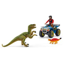 Schleich® Spielzeug-Quad DINOSAURS, Flucht auf Quad vor Velociraptor (41466), (Set), Made in Europe, bunt