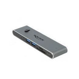 Delock Dual USB Type-C mit HDMI / USB 3.2 / SD / PD 3.0, Dockingstation grau