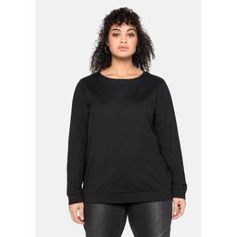 sheego Große Größen: Sweatshirt mit seitlichen Reißverschlüssen, schwarz, Gr.56/58