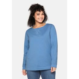 sheego Große Größen: Sweatshirt mit seitlichen Reißverschlüssen, jeansblau, Gr.40/42