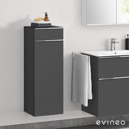 Evineo ineo4 Seitenschrank B: 35 H: 100 T: 37 cm, mit 1 Schublade, mit 1 T&uuml;r, mit Griff, Anschlag: links Front anthrazit matt / Korpus anthrazit matt