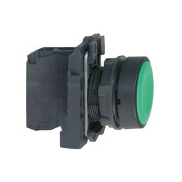 Schneider Electric Harmony push button complete with spring return and flat touch surface in green color 1xno xb5aa31
