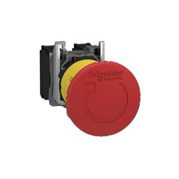 Schneider Electric Harmony emergency stop complete with ø40 mm toad head in red with push / turn function and 2xnc xb5as8444