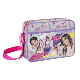 Violetta Umhängetasche Disney - XL Schultertasche, 38x28x10 cm (Reißverschluss, Mädchen), Geringes-Gewicht, grau