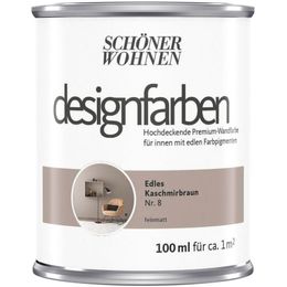 Schöner Wohnen Farbe SCHÖNER WOHNEN FARBE Wand- und Deckenfarbe designfarben, 100 ml, Edles Kaschmirbraun Nr. 8, hochdeckende Premium-Wandfarbe, braun