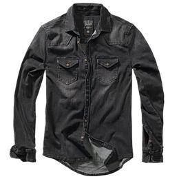 Brandit Riley Denimshirt Langarm Hemd (Sale) schwarz, Gr&ouml;&szlig;e XL
