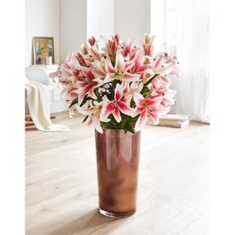 Kunstblumen-Bouquet Lilien, 12 St., ros&eacute;