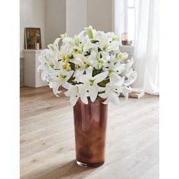 Kunstblumen-Bouquet Lilien, 12 St., wei&szlig;