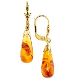 Paar Ohrhänger Lady Ohrringe Gr. Bernstein ct, Metall, goldfarben (gelbgold 375) Damen Ohrhänger