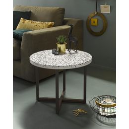 Beistelltisch Inosign "Steph" Tische Gr. B/H/T: 70 cm x 46 cm x 60 cm, schwarz (schwarz, weiß) Beistelltische mit einem schönen Metallgestell und einer besonderen Tischplatte-Optik