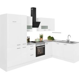 Winkelküche Optifit "Parma" Komplettküchen-Sets Gr. B/T: 315 cm x 175 cm, weiß (küche: weiß, specksteingrau, korpus: weiß) L-Küche ohne Elektrogeräte