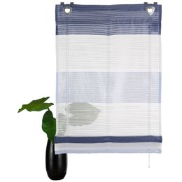 Raffrollo Home Wohnideen "Sarnia" Raffrollos Gr. 135 cm, Hakenaufhängung, 100 cm, blau Raffrollos halbtransparent Raffrollo