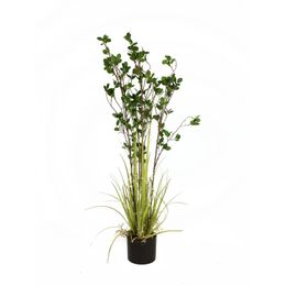 EUROPALMS Immergrünstrauch mit Gras, Kunstpflanze,