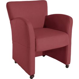 Sessel exxpo - SOFA FASHION "Cortado" Gr. NaturLEDER, Sessel, B: 66 cm, rot (bordeau) Esszimmerstuhl Lederstuhl Polsterstuhl Küchenstühle Sessel
