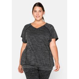 sheego Große Größen: Funktionsshirt im Oversized-Schnitt, mit Saumbündchen, anthrazit meliert, Gr.44/46