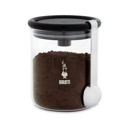 Bialetti Aufbewahrungsglas für Kaffeepulver transparent/schwarz Set: Dose, Deckel, Messlöffel Material: Glas / Stahl / Kunststoff