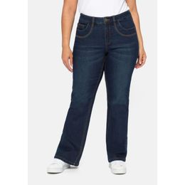 sheego Große Größen: Bootcut Jeans mit innen regulierbarer Bundweite, dark blue Denim, Gr.25