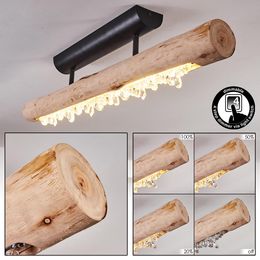 hofstein Rodeche Deckenleuchte LED Holz hell, Schwarz, 1-flammig