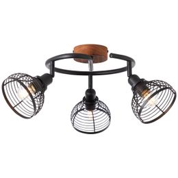 BRILLIANT LEUCHTEN Brilliant Avia Strahler Holz dunkel, Schwarz, 3-flammig