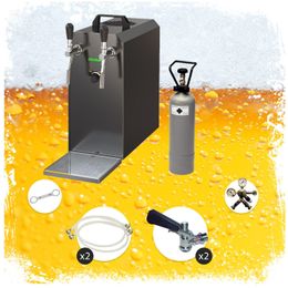 ich-zapfe Komplett Set - Zapfanlage STREAM 50 Bierkoffer, Bierzapfanlage, Durchlaufkühler 2-leitig Trockenkühler, bis zu 55 Liter/h - BLACK EDITION