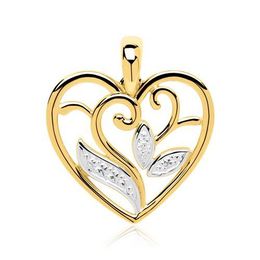 UNIQUE Floraler Herzanhänger aus 14K Gold mit Diamant