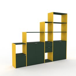 MYCS Aktenregal Waldgrün - Büroregal: Schubladen in Waldgrün & Türen in Waldgrün - Hochwertige Materialien - 228 x 195 x 34 cm, konfigurierbar