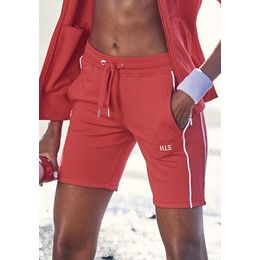 H.I.S. H.I.S Bermudas rot Gr. 32/34 für Damen. Mit Piping, Logostickerei, Logoschriftzug. Bequem. Nachhaltig.