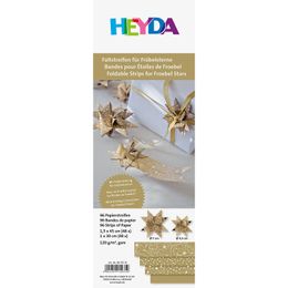 Heyda Papierstreifen-Set Fröbelsterne, gold-weiß, 96 Streifen