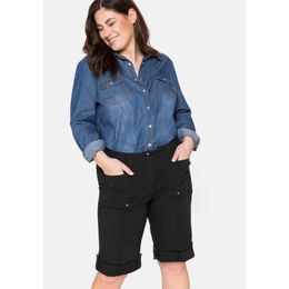 sheego Große Größen: Stretch-Bermudas mit aufgesetzten Taschen und Patten, schwarz, Gr.48