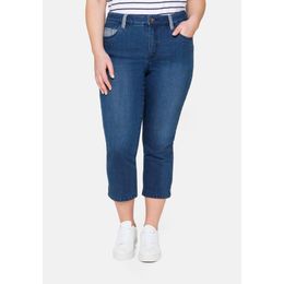 sheego Große Größen: Schmale Jeans in 7/8-Länge, mit Kontrastdetails, blue Denim, Gr.56