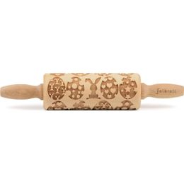 Folkroll Teigroller 3D-Motiv-Teigrolle Buchenholz, Happy Easter, beige|braun