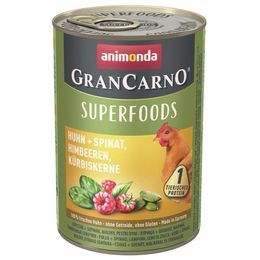 animonda GranCarno Adult Superfood Huhn & Spinat 6 x 400g getreidefreies Hundefutter