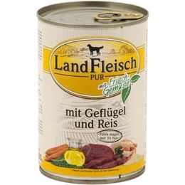 LANDFLEISCH Dog Pur Geflügel & Reis extra mager 12 x 400g