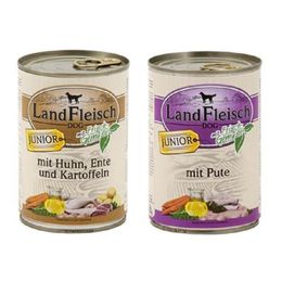 LANDFLEISCH Dog Junior 24 x 400g Dosen gemischt Nassfutter