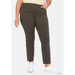 sheego Große Größen: Schmale Stretchhose in Twill-Qualität, dunkeloliv, Gr.44