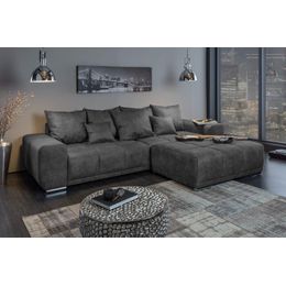 Riess Ambiente Big Sofa ELEGANCIA 285cm grau Microfaser XXL Couch inkl. Kissen Federkern