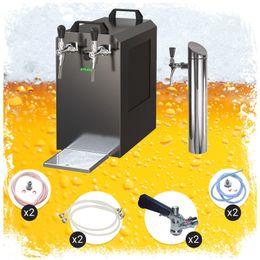 ich-zapfe Untertheken Komplett Set - Zapfanlage STREAM 80K mit Luftpumpe Bierkoffer, Bierzapfanlage, Durchlaufkühler 2-leitig Trockenkühler