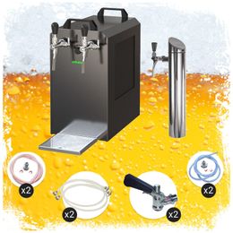 ich-zapfe Untertheken Komplett Set - Zapfanlage STREAM 80K mit Luftpumpe Bierkoffer, Bierzapfanlage, Durchlaufkühler 2-leitig Trockenkühler