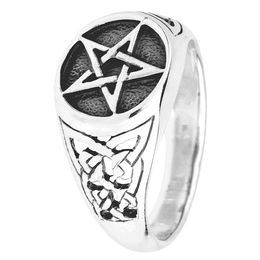etNox hard and heavy Pentagram Ring silberfarben