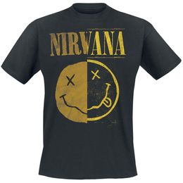 Nirvana Spliced Smiley T-Shirt schwarz in L