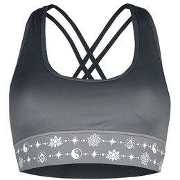 EMP Special Collection Sport und Yoga - Graues Bustier mit Print und überkreuzten Trägern im Rücken Bustier schwarz grau in XS