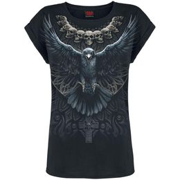 Spiral Raven Skull T-Shirt schwarz in L